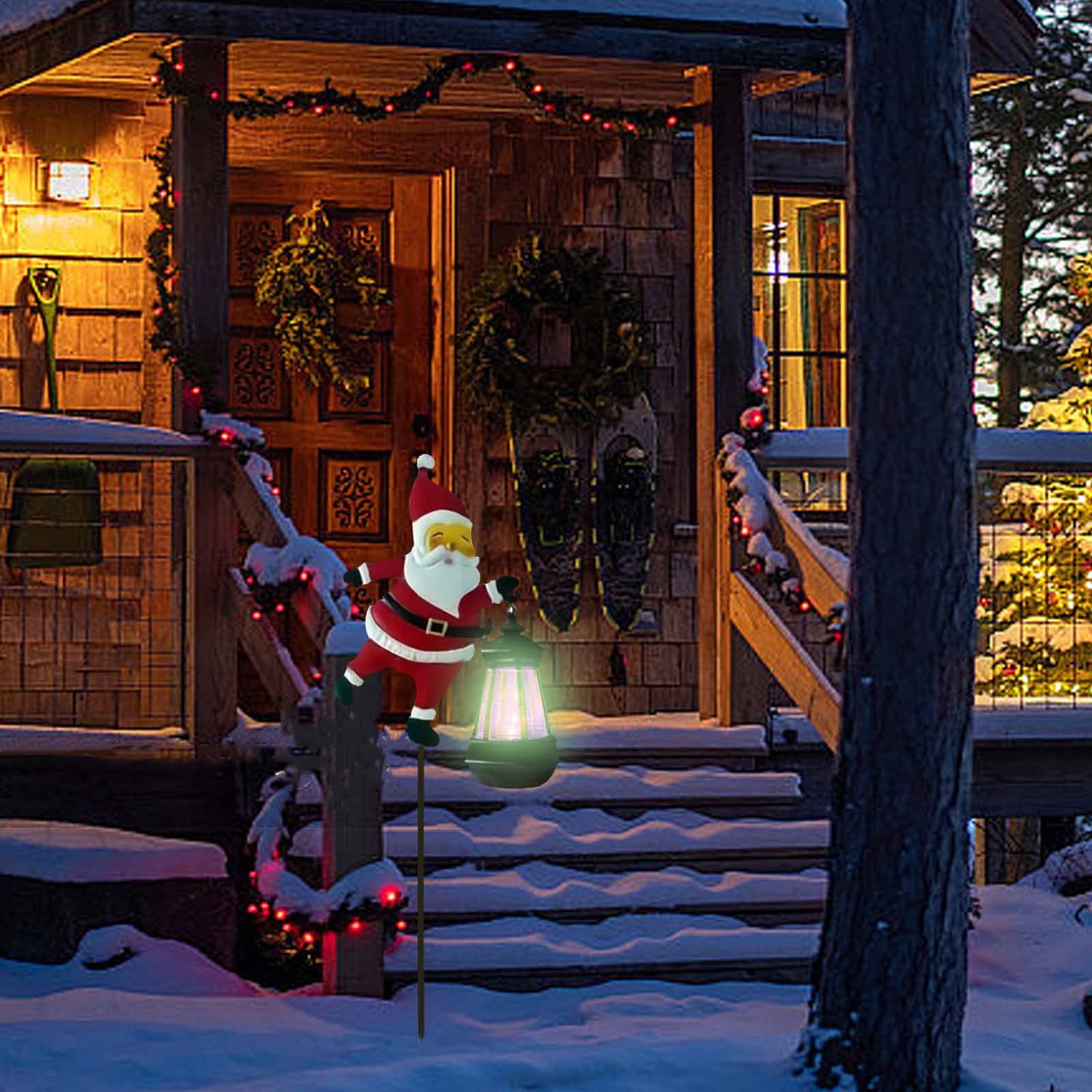 Christmas Decorations, Solar Powered Santa Claus Pathway Light Outdoor ...