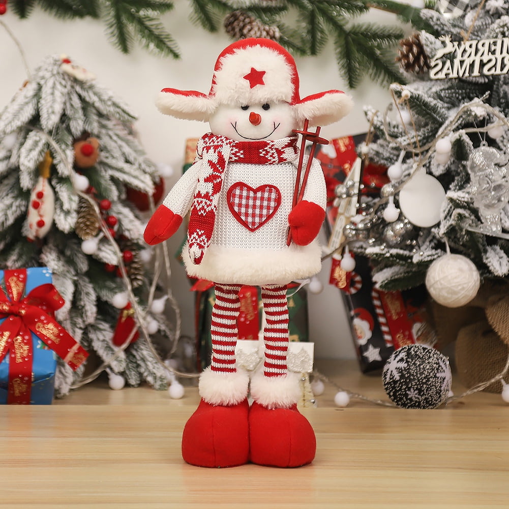 Christmas Decorations Standing Plush Telescopic Spring Legs Snowman ...