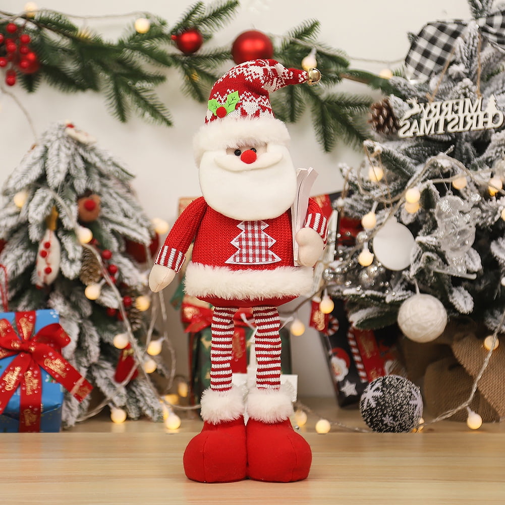 Christmas Decorations Standing Plush Telescopic Spring Legs Snowman ...