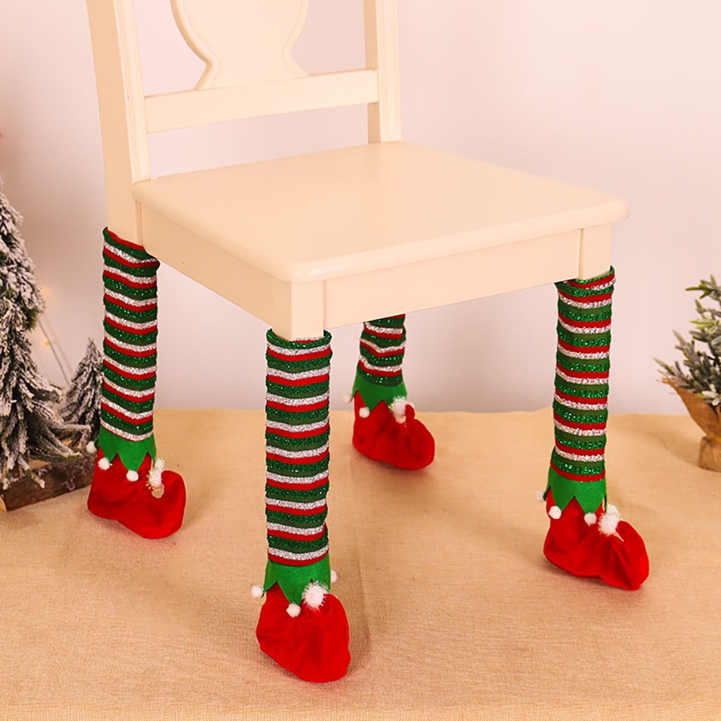 Christmas Decorations Striped Table Leg Covers Chair Leg Covers Table ...