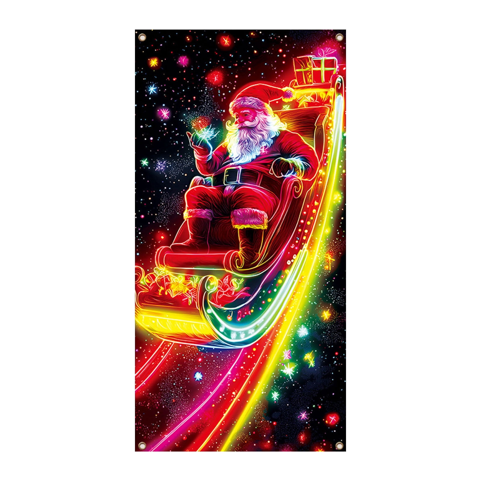 Christmas Decorations,UV Activated 2D Flat Santa & Elf Garage Door ...
