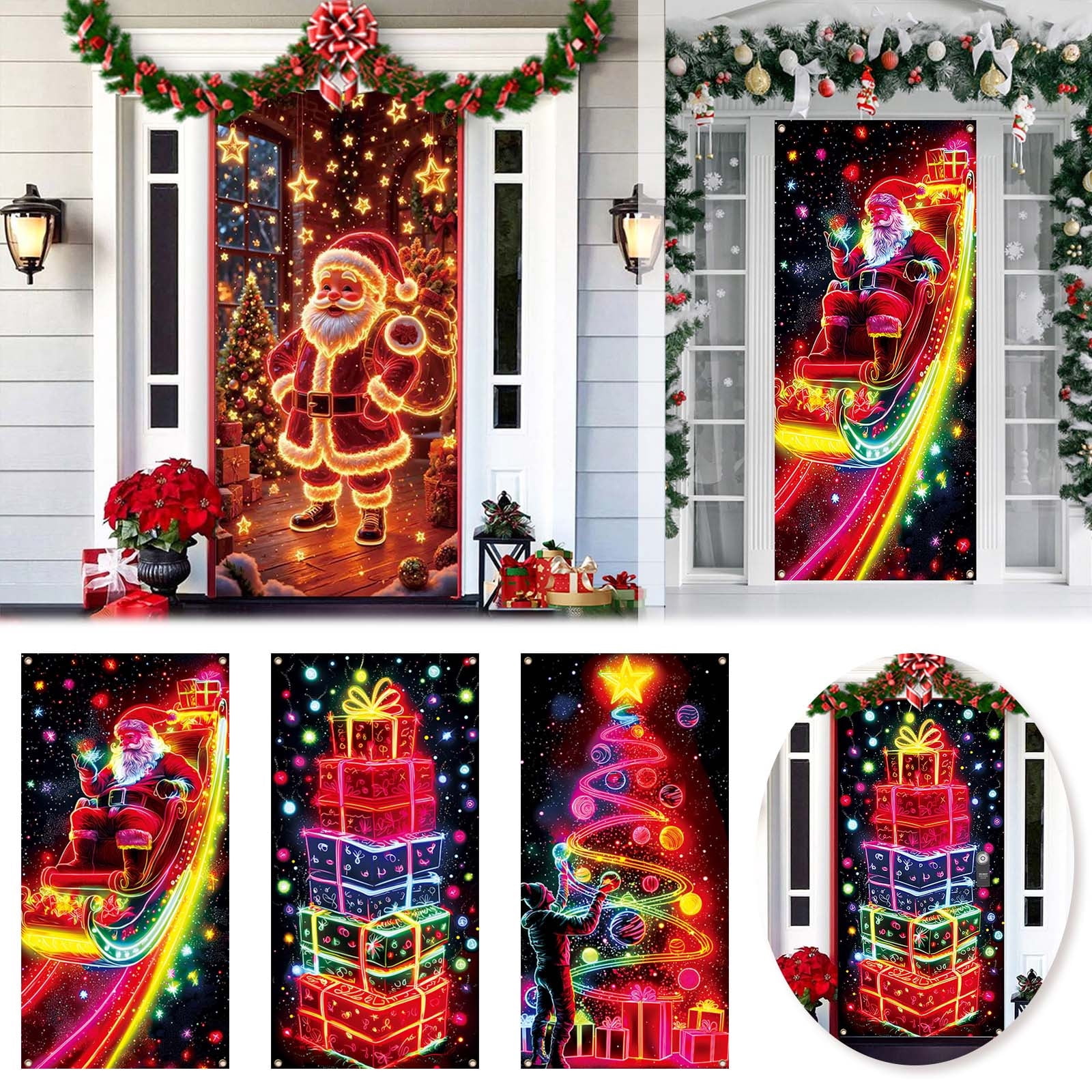 Christmas Decorations,Waterproof Christmas Garage Door Cover, UV ...