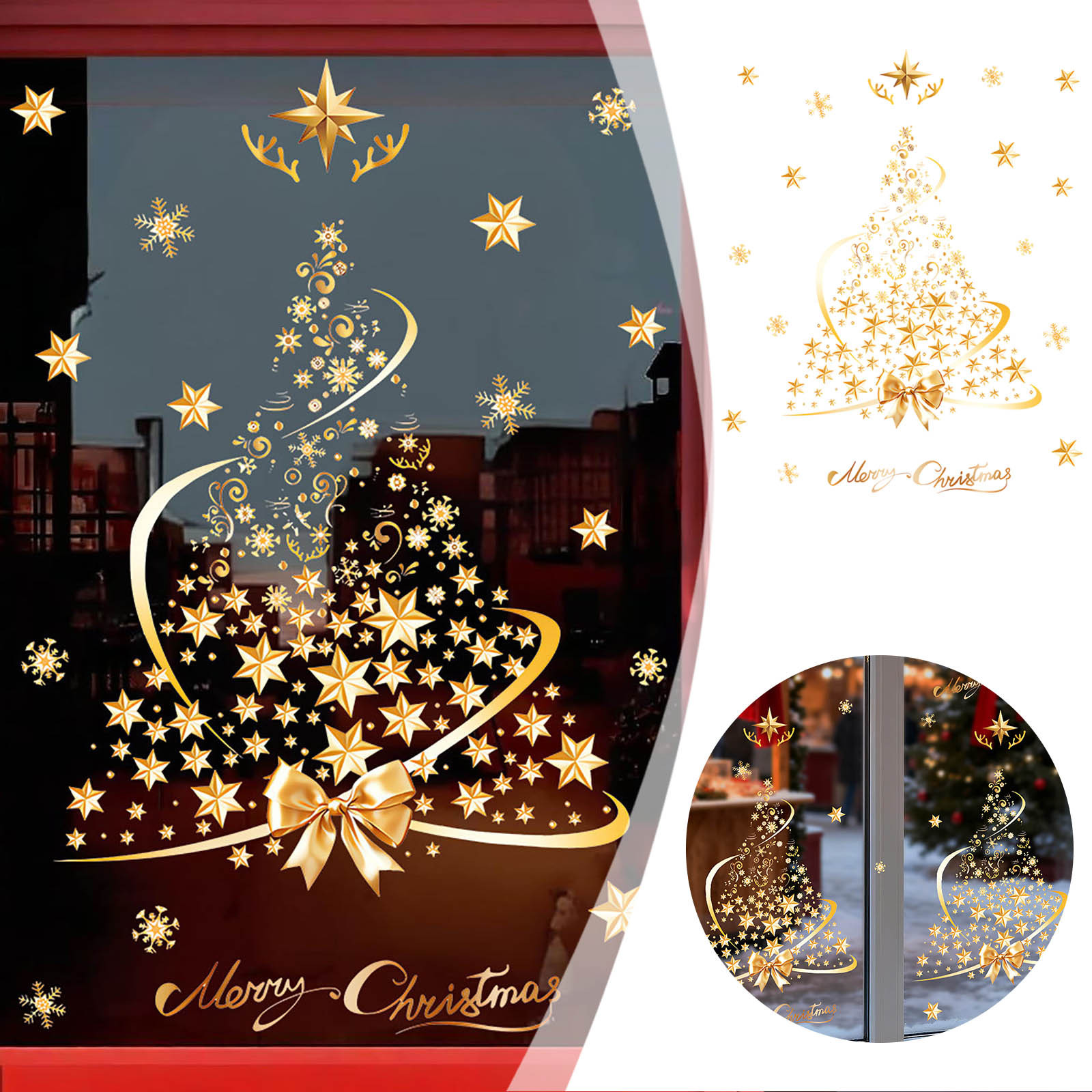 Christmas Decorations, Window Decals Sheets Reusable Decal Static ...