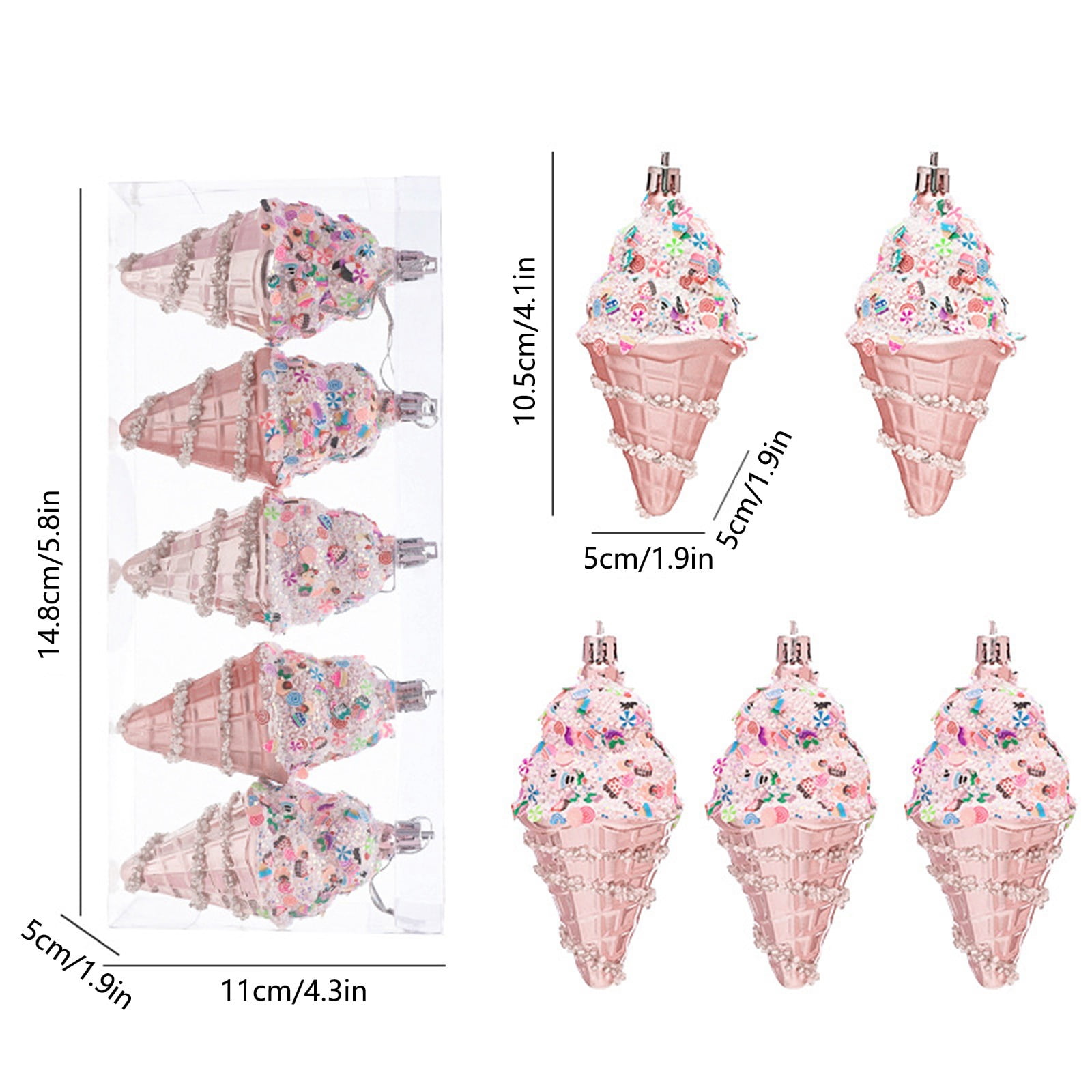 Christmas Decorative Ball Ornaments - 5-Pack Shatterproof Plastic ...