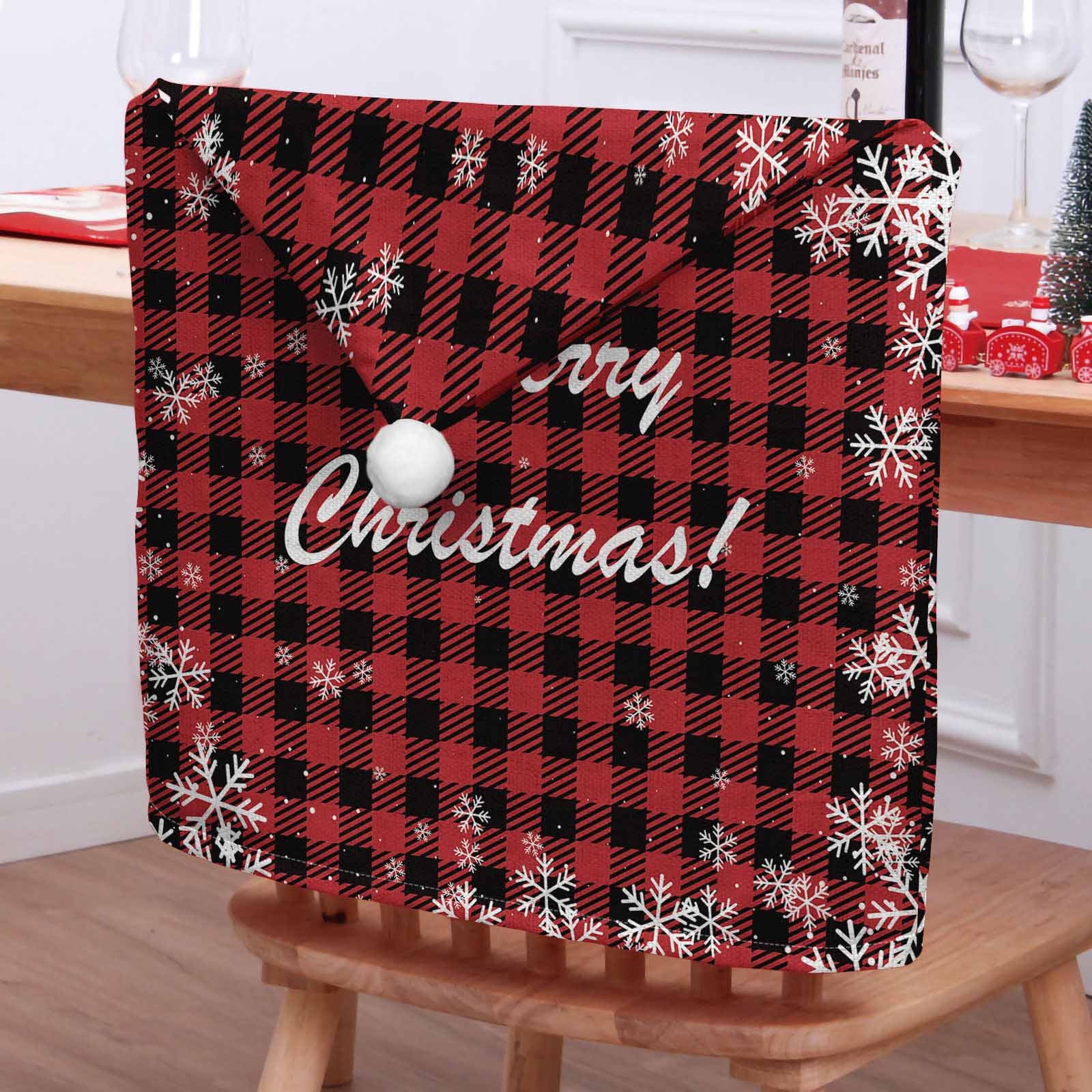 Christmas Decorative Chair Cover Short Chair Backrest Cover Santa Claus ...