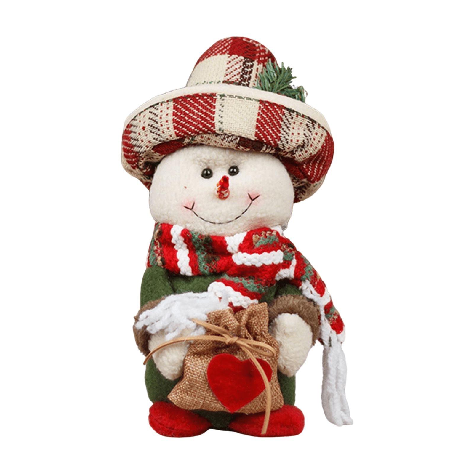Christmas Decorative Doll - Vintage Checkered Hat Santa And Snowman ...