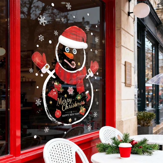 Christmas Decorative Glass Stickers, Snowman & Christmas Tree ...