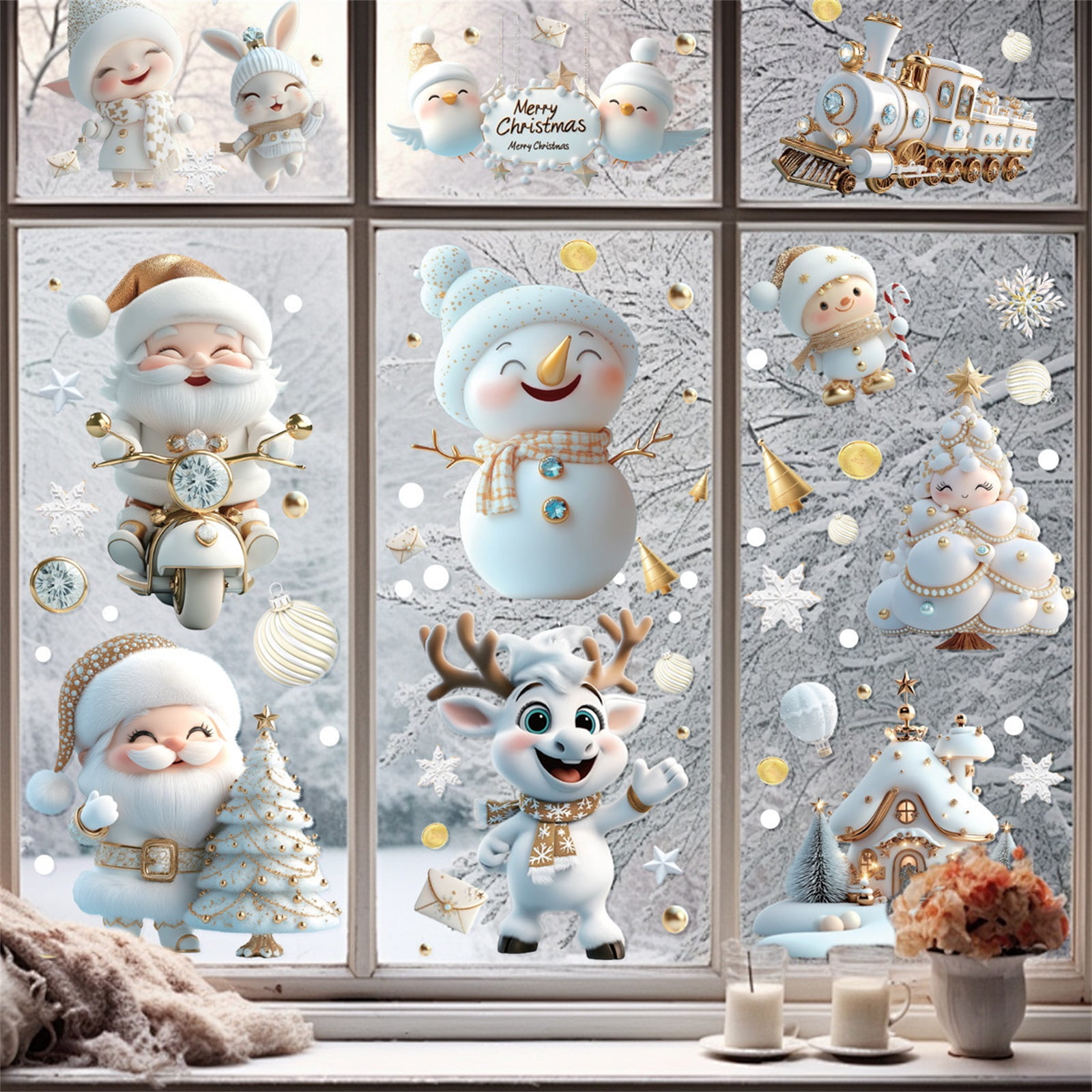 Christmas Decorative Glass Window Stickers, Static Cling Stickers, New ...