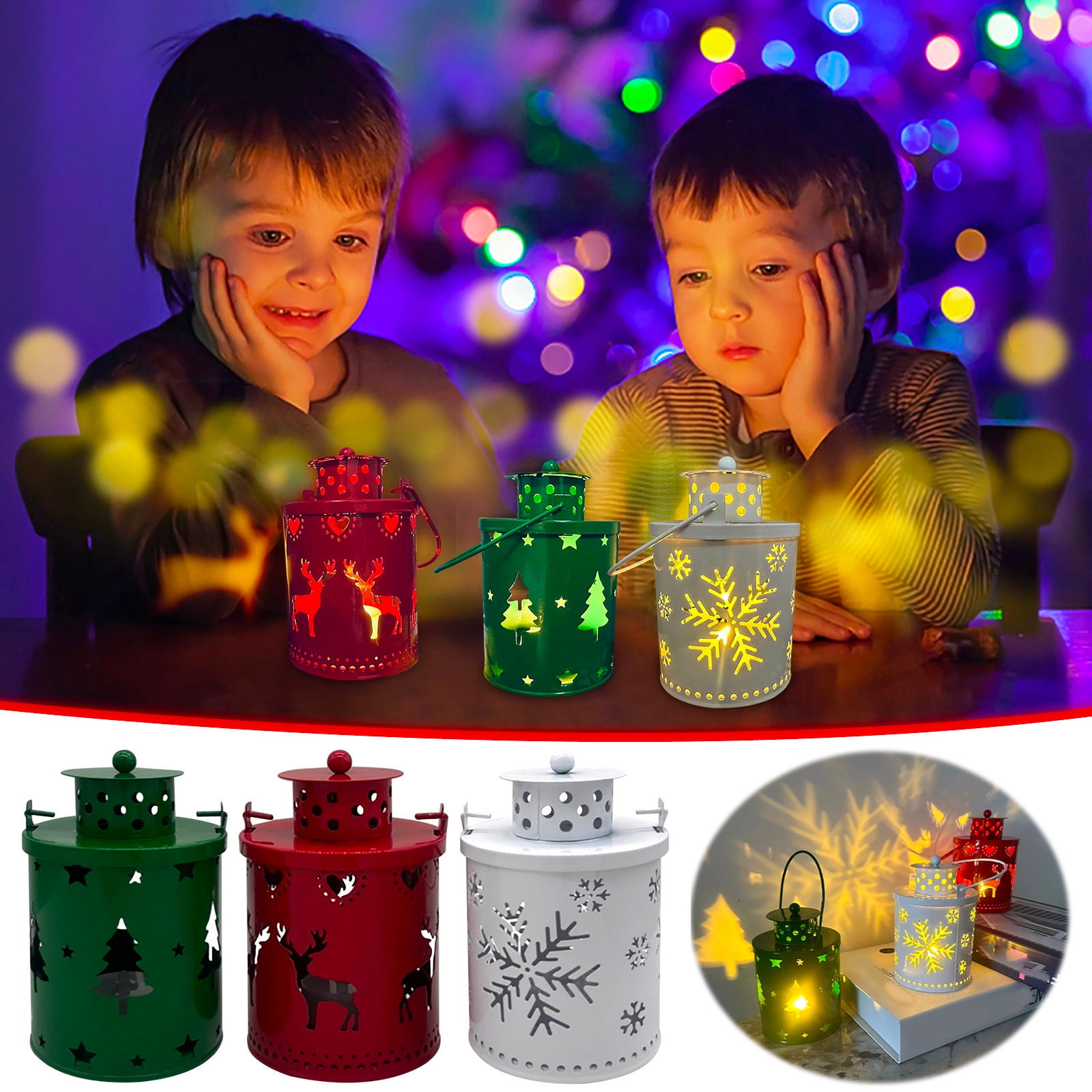 Christmas Decorative Lantern Lights, Flameless Battery Operated Hanging ...