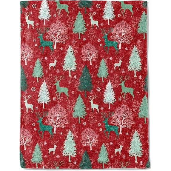 Christmas Decorative Throw Blanket Dog with Sweater and Red Snowy ...