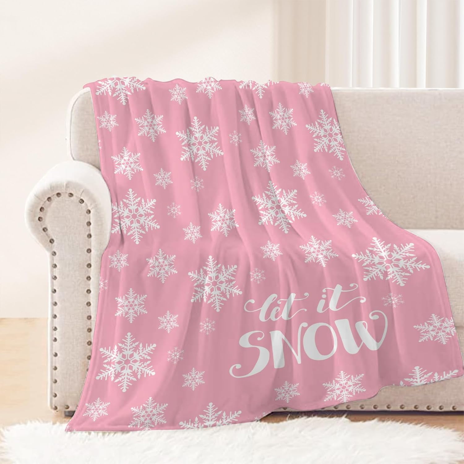 Christmas Decorative Throw Blanket Pink Christmas Snowflake Throw Blanket Xmas Blanket for Couch ...