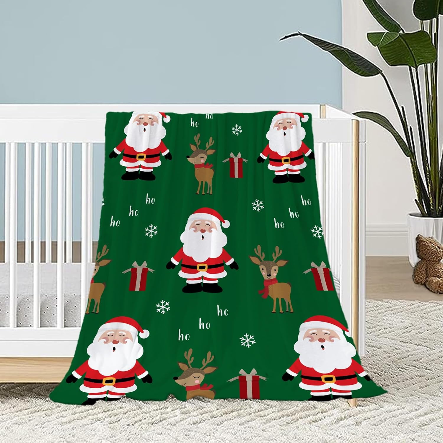 Christmas Decorative Throw Blanket Twin Size Green Red Gold Christmas ...