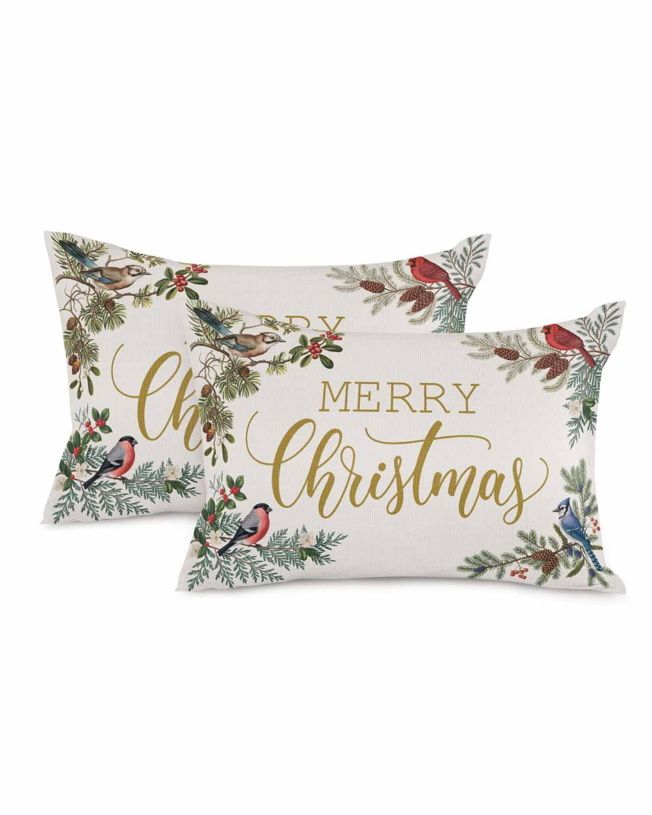Christmas Decorative Throw Pillow Covers 12x20 Inch Set of 2 Cardinal ...