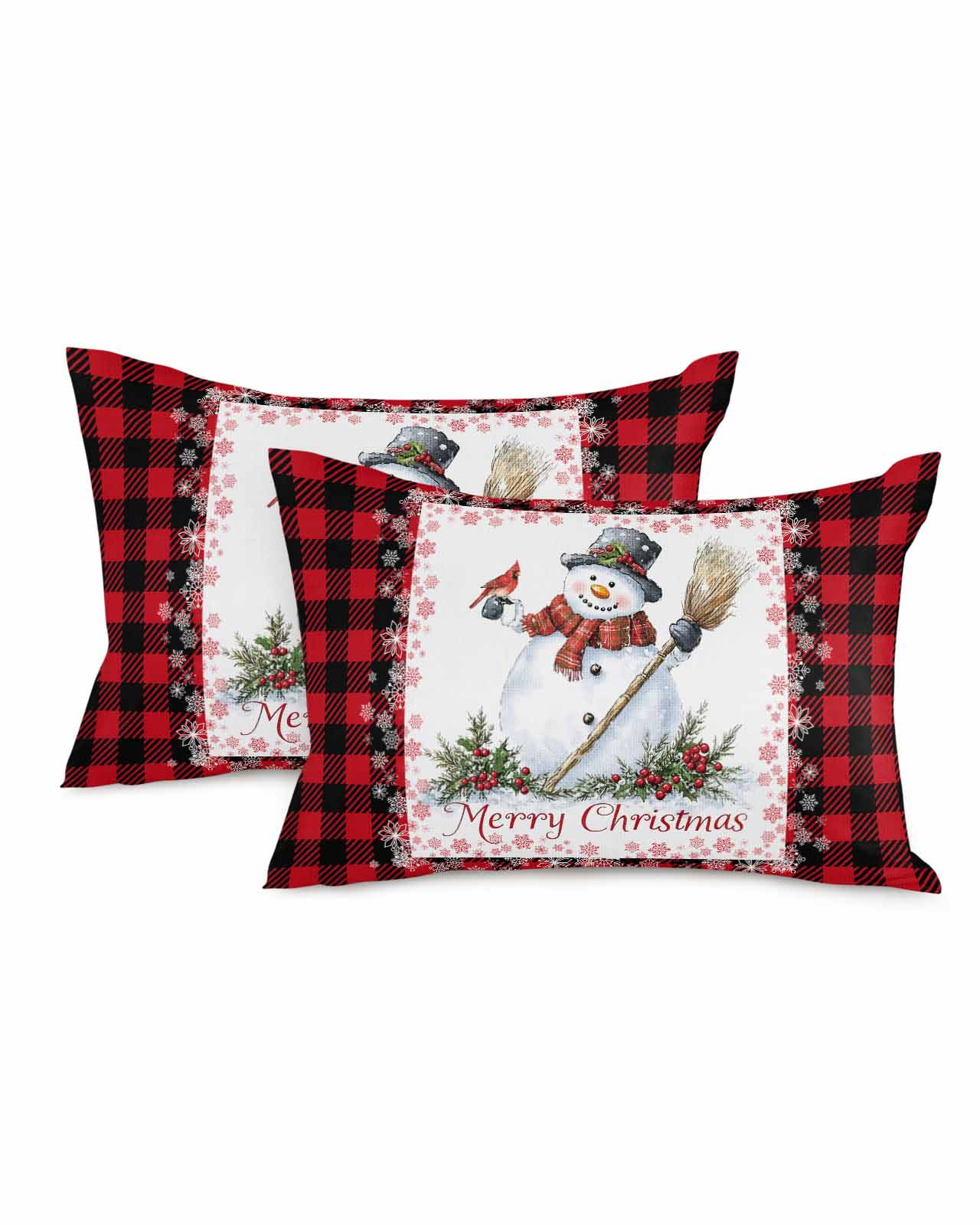Christmas Decorative Throw Pillow Covers 12x20 Inch Set of 2 Snowman ...