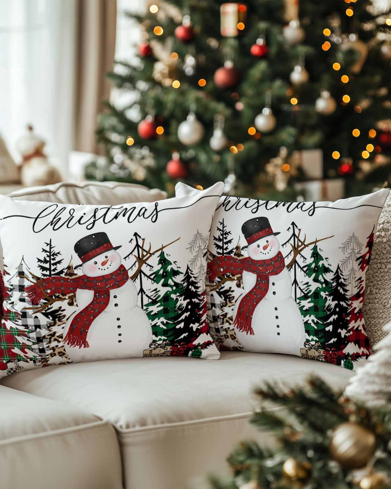 Christmas Decorative Throw Pillow Covers 12x20 Inch Set of 2 Snowman ...