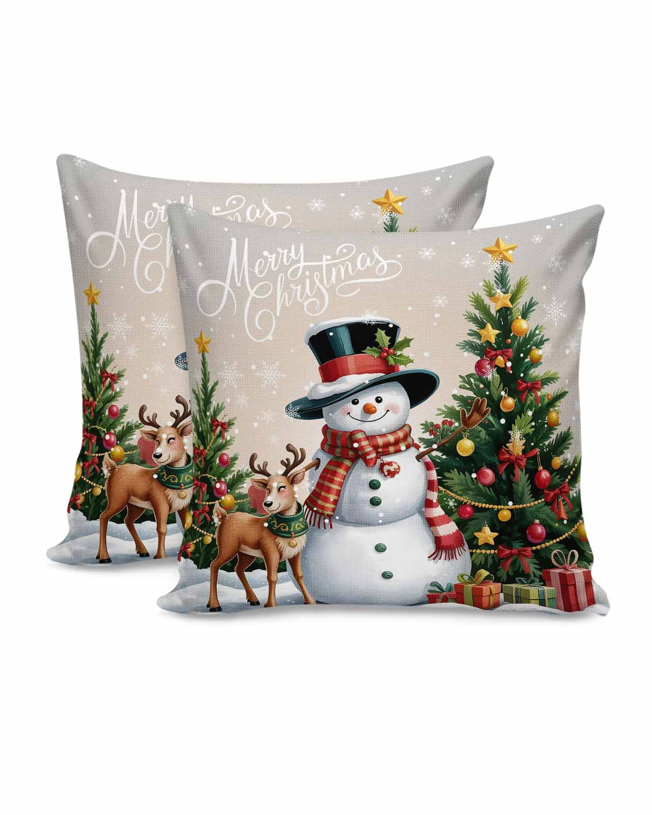 Christmas Decorative Throw Pillow Covers 16x16 Inch Set of 2 Merry ...