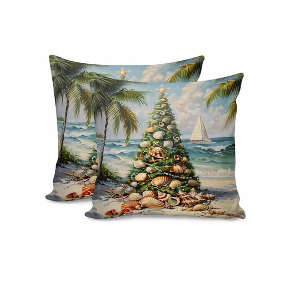 Christmas Decorative Throw Pillow Covers 16x16 Inch Set of 2 Seashell ...