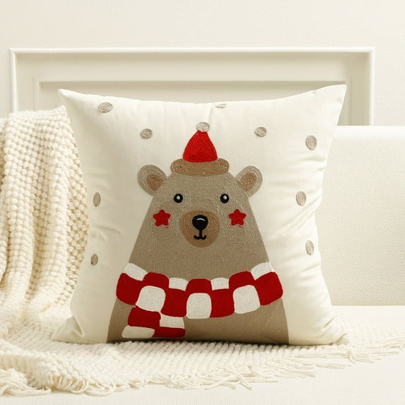 Christmas Decorative Throw Pillow Covers Soft 18×18 Inch Wool Fuzzy ...