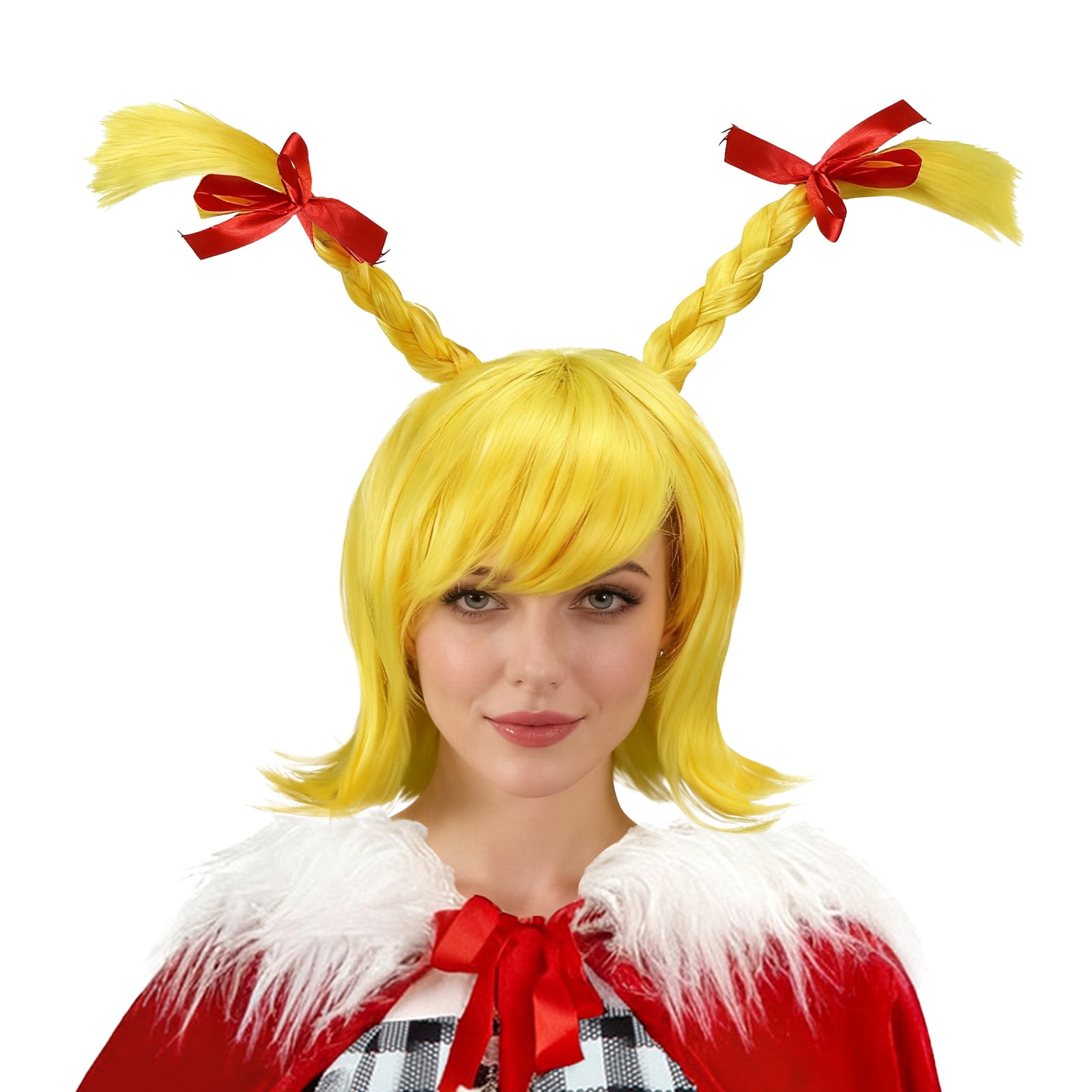 Christmas Decorative Wig, Yellow Double Braid Wig, Holiday Prop, Adult ...
