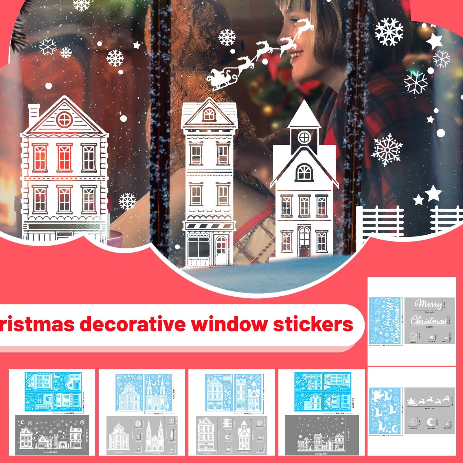 Christmas Decorative Window Stickers With Static Adhesive Traceless ...