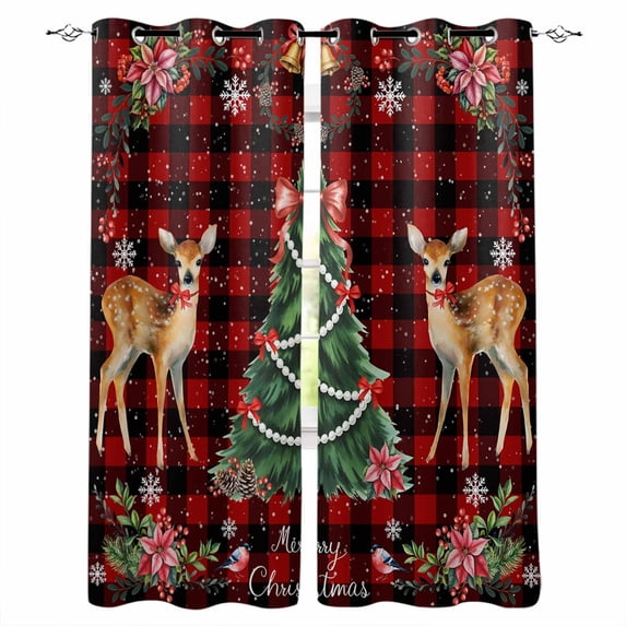 Christmas Deer Blackout Curtains for Bedroom/Living Room, Thermal ...