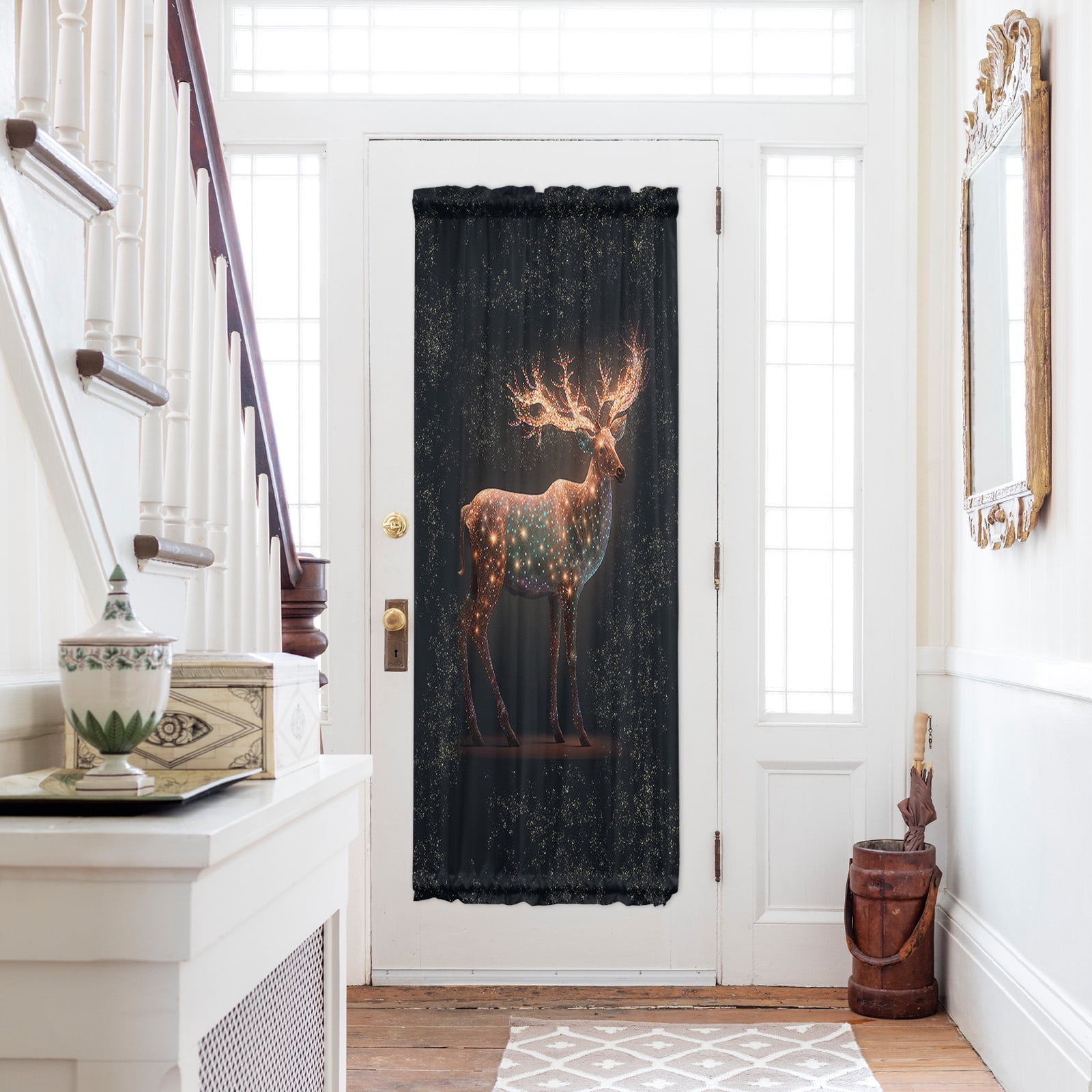 Christmas Deer, Door Curtains for Door Window, French Sidelight Front ...