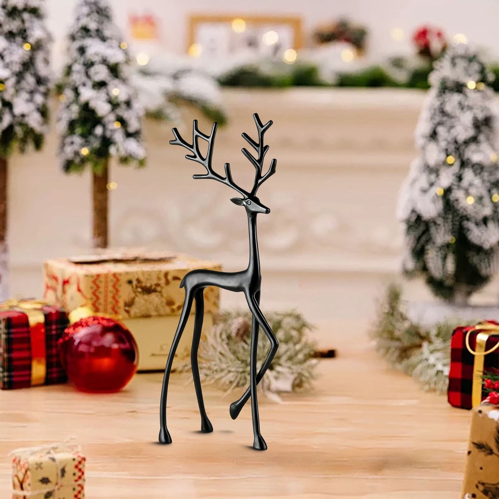 Christmas Deer Figurine Decoration - Country Style Resin Long-Legged ...