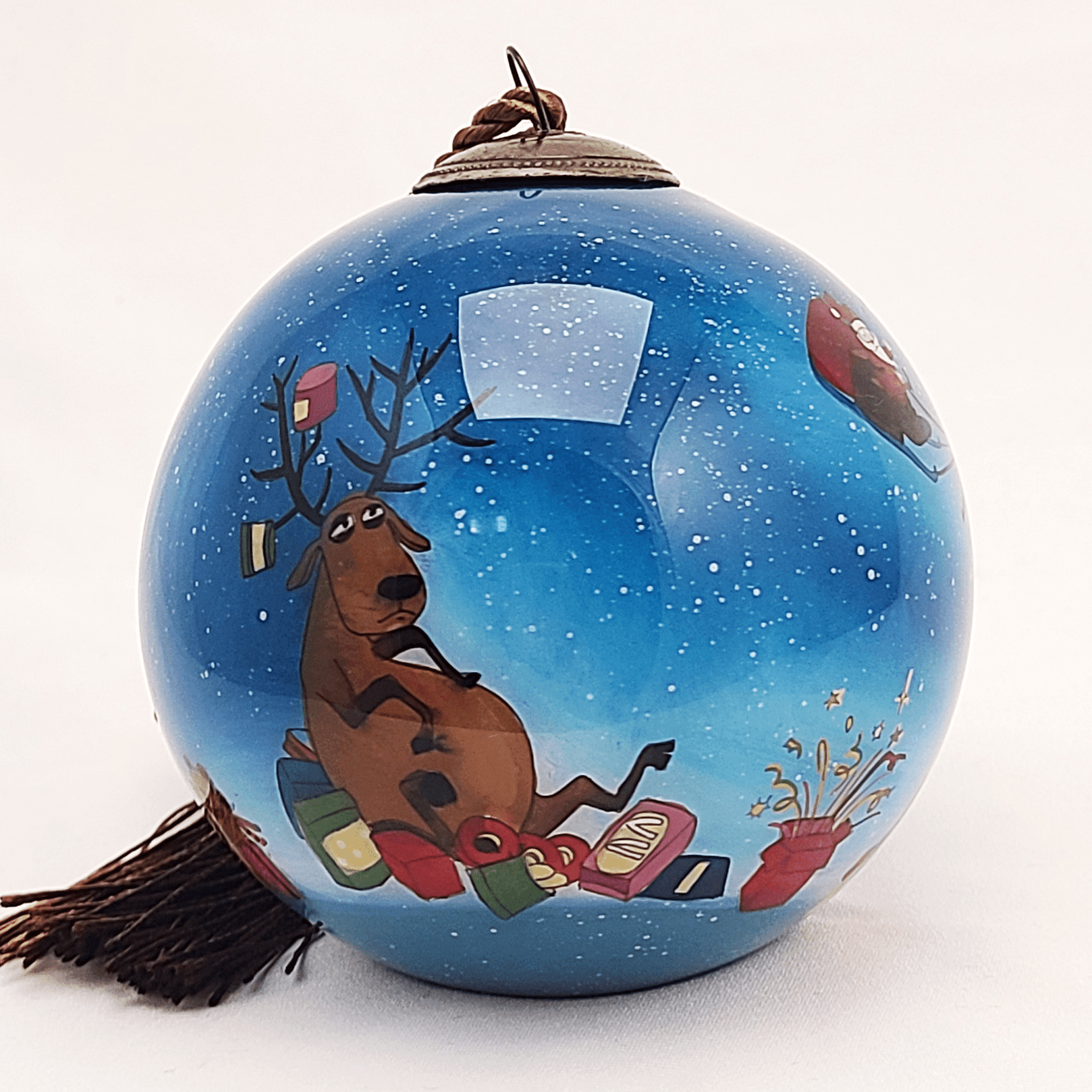 Christmas Deer -Inside Painted Glass Ornament with Premium Gift Box ...