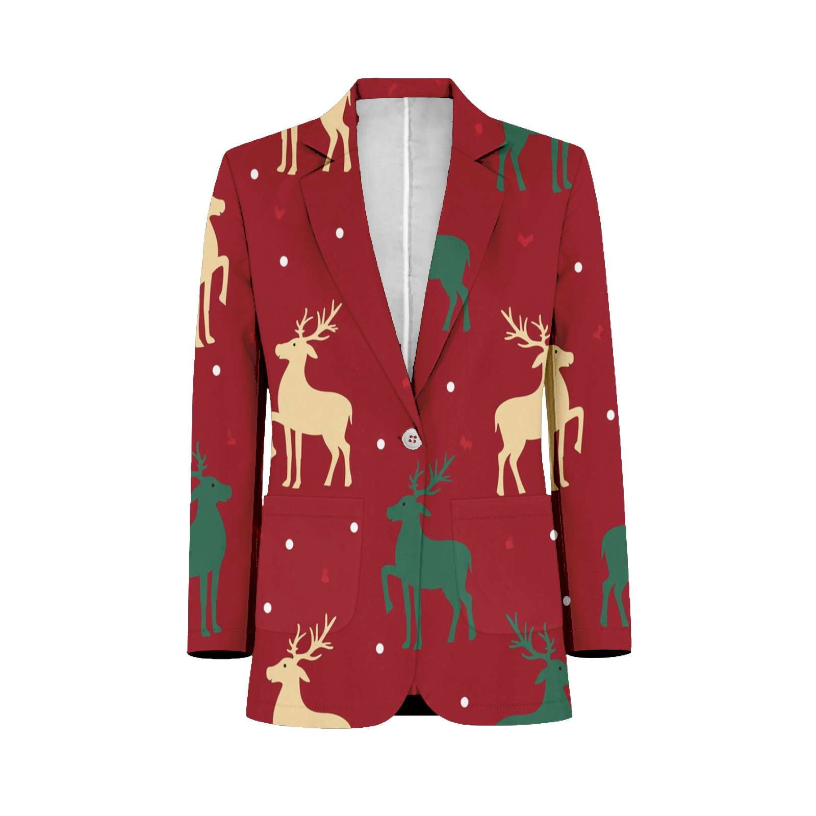 Christmas Deer On Red Men's Suit Blazer Casual Party Wear Slim Fit Suit ...