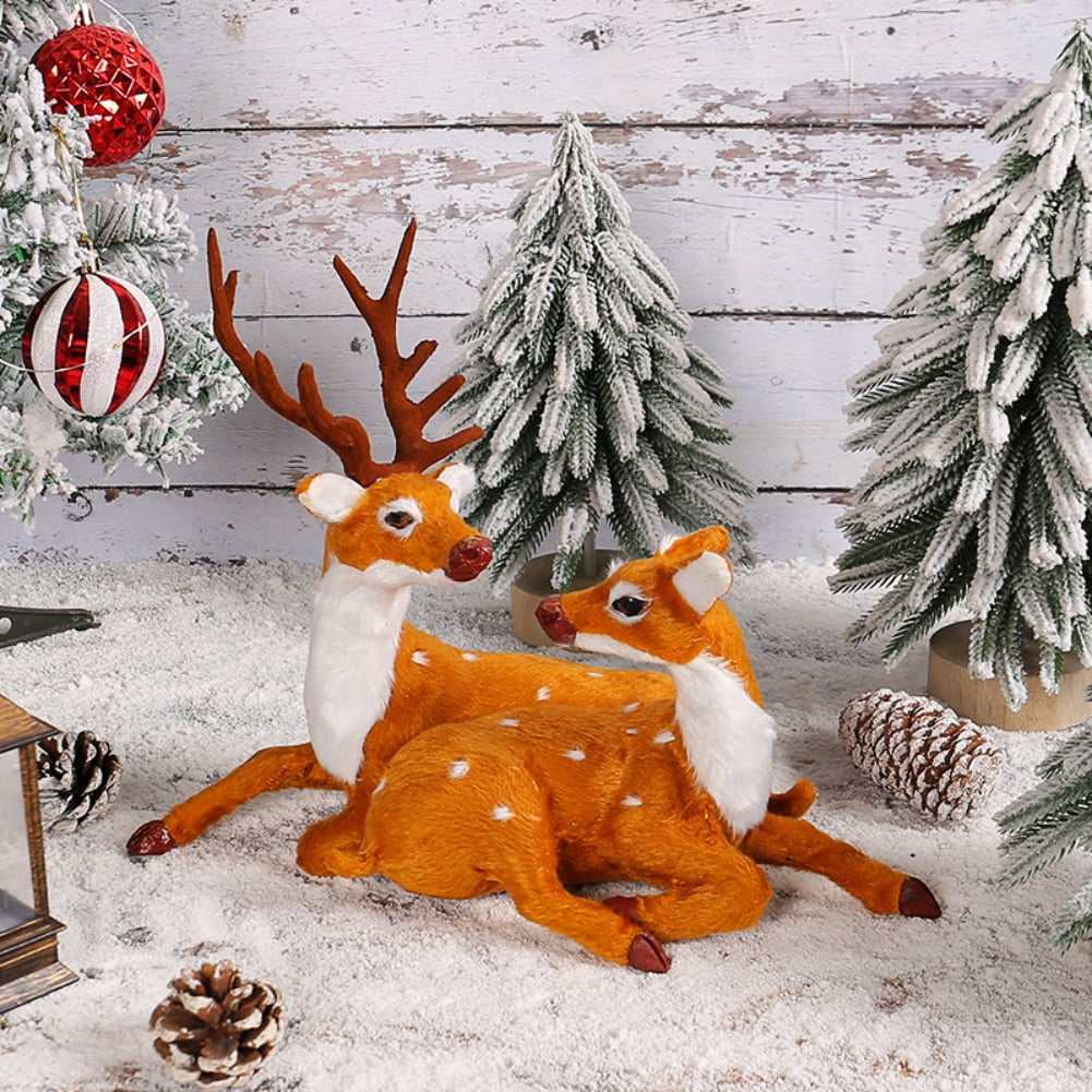 Christmas Deer Table Decorations Cute Couple Reindeer Desk Centerpieces ...