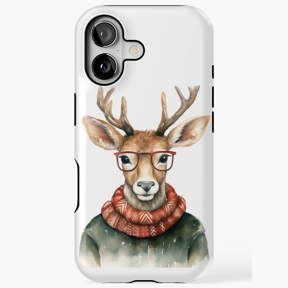 Christmas Deer in Shawl Cute Phone Case 17 16 15 14 13 12 11 Pro Max ...