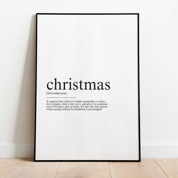 Christmas Definition Print, Christmas Poster, Quote Wall Art, Festive ...