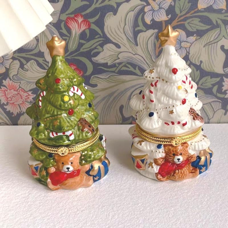 Christmas Desktop Ornament, Bear Christmas Tree Jewelry Box, Jewelry ...
