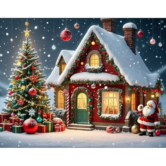 Christmas Diamond Painting Kits for Adults,Christmas House Full Drill ...
