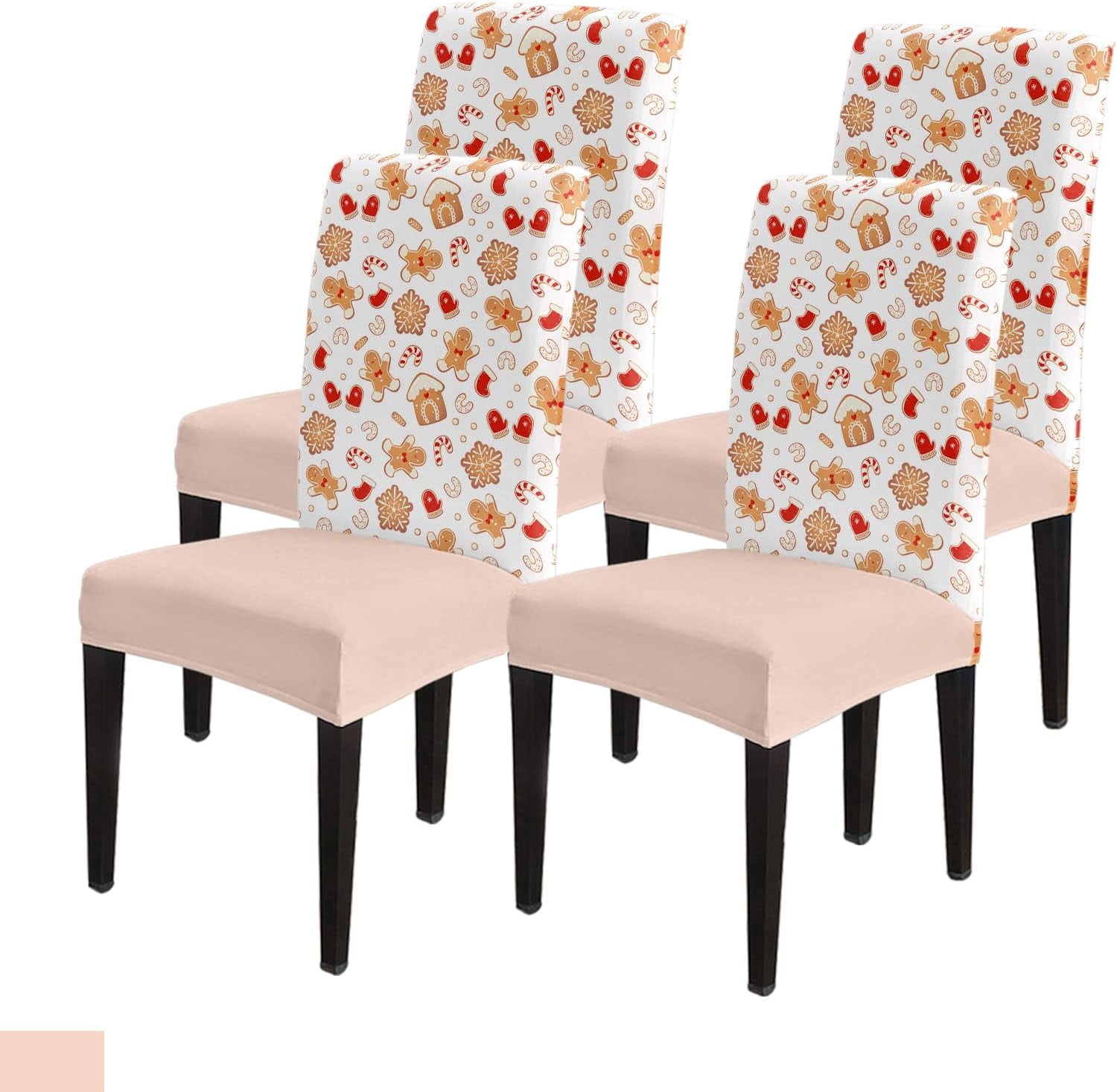 Christmas Dining Chair Slipcover, Gingerbread Man Socks Glove Snowflake ...
