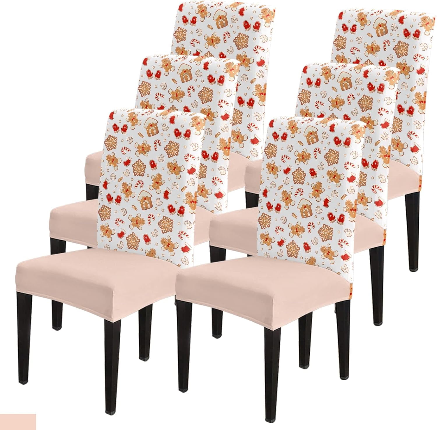 Christmas Dining Chair Slipcover, Gingerbread Man Socks Glove Snowflake ...