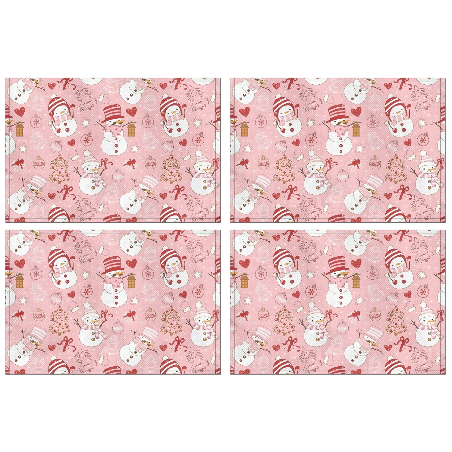 Christmas Dining Placemats Set of 4, 12x17 Inch Plastic Table Mats ...