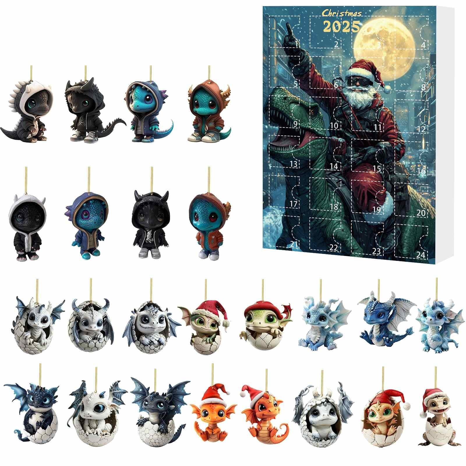 Christmas Dinosaur Ornament Advent Calendar Countdown Set Festive ...