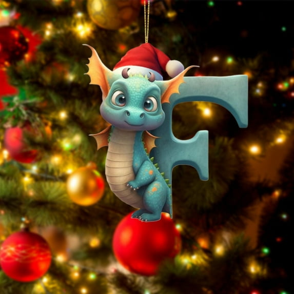 Christmas Dinosaur Ornaments 26 Letter Cartoon Pendant, Acrylic ...