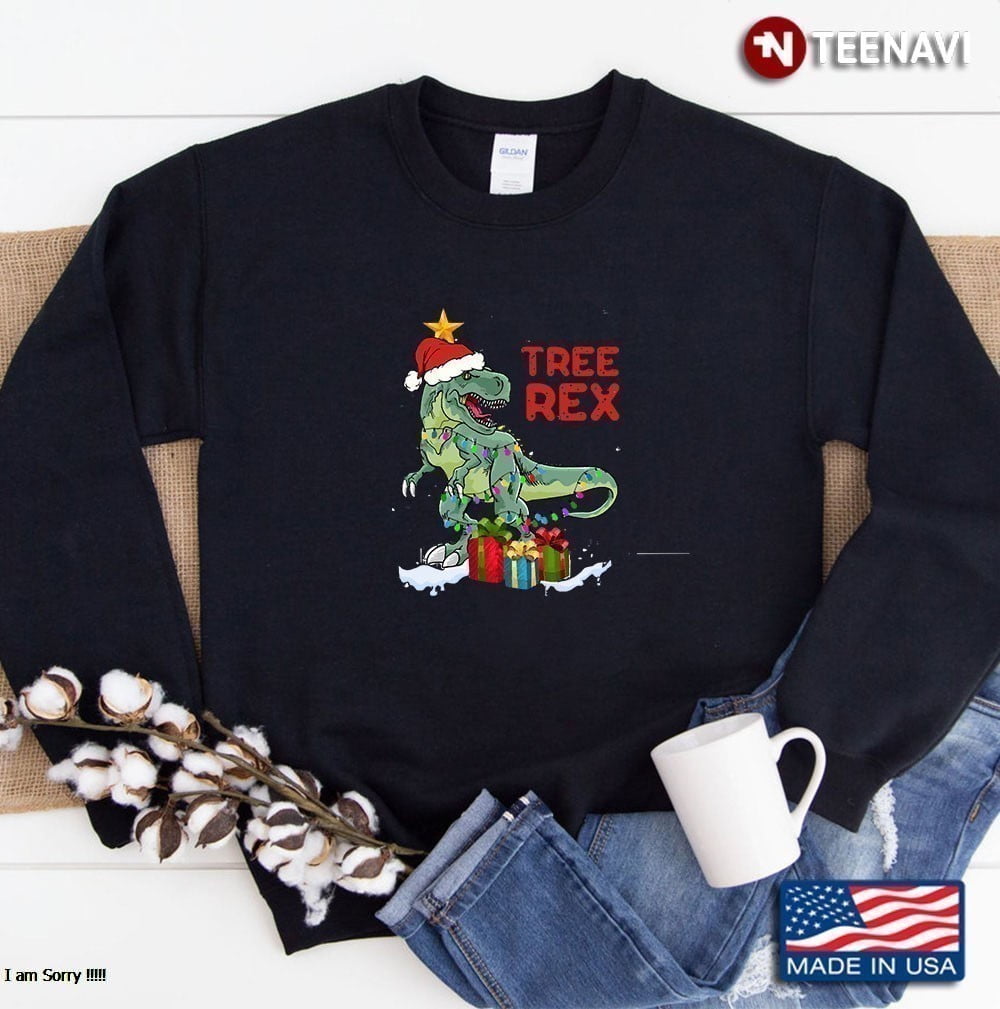 Christmas Dinosaur Tree Rex Pajamas Men Boys Kids Xmas Gifts Sweatshirt ...