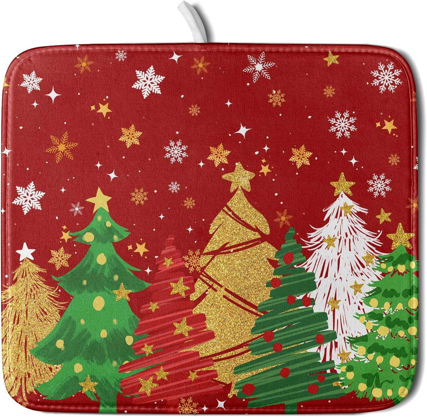 Christmas Dish Drying Mat 16 x 18 Inches Winter Red and Green Absorbent ...
