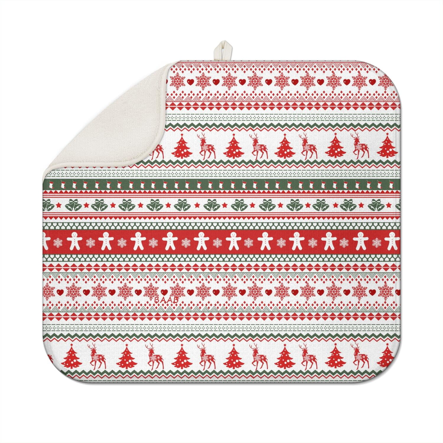 Christmas Dish Drying Mat 16x18 Inch, Ultra Absorbent Microfiber Dish ...