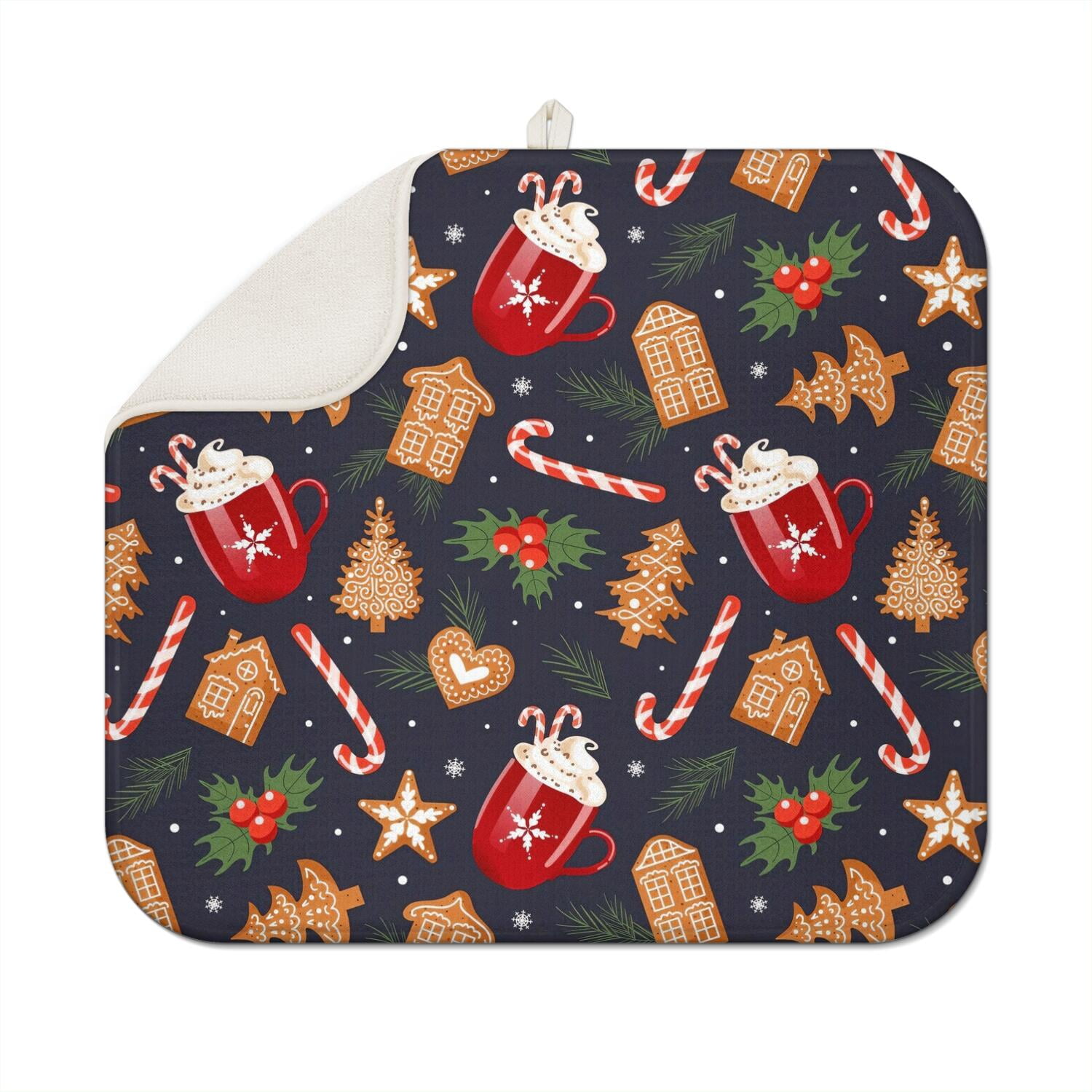 Christmas Dish Drying Mat 16x18 Inch, Ultra Absorbent Microfiber Dish ...