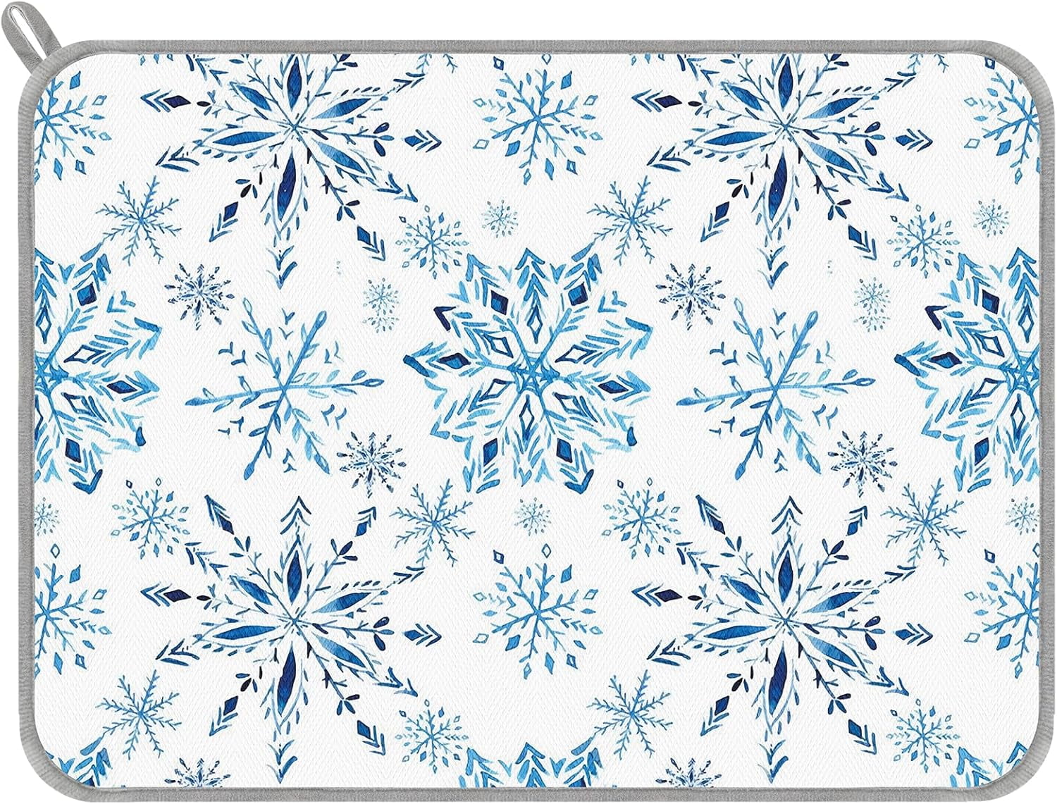 Christmas Dish Drying Mat White Blue Snowflake Absorbent Dish Drainer ...