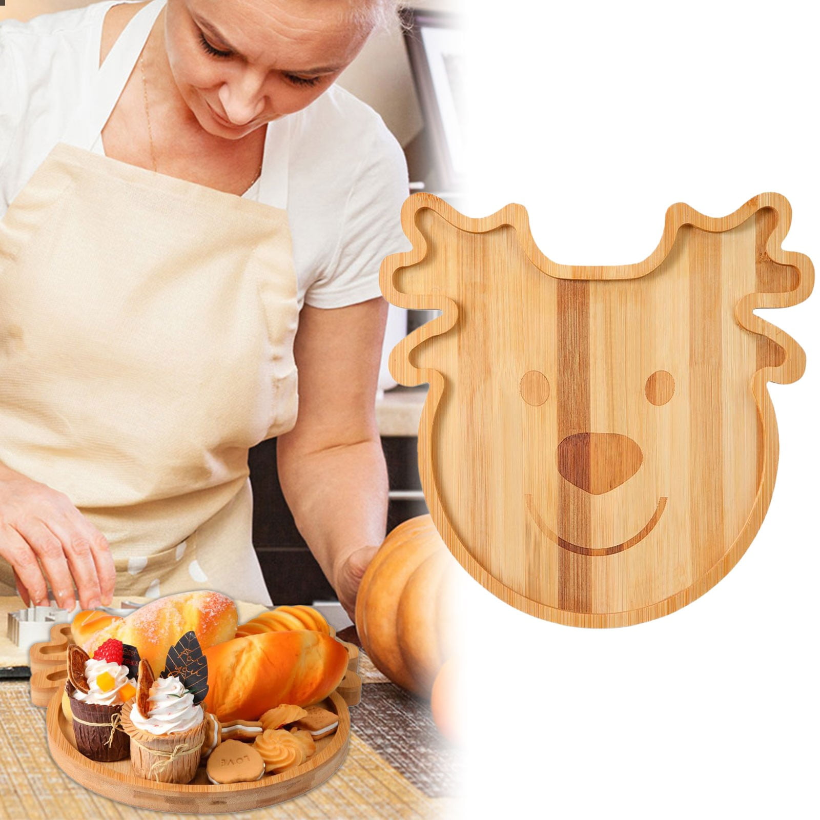 Christmas Dishes Christmas Santa Claus Shaped Wooden Appetizer Tray ...