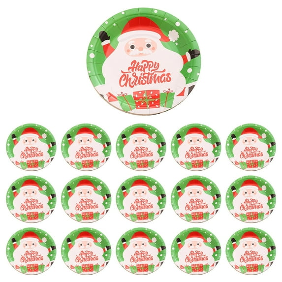 A Christmas Disposable Plates Santa Claus Design With 16 Pieces ...