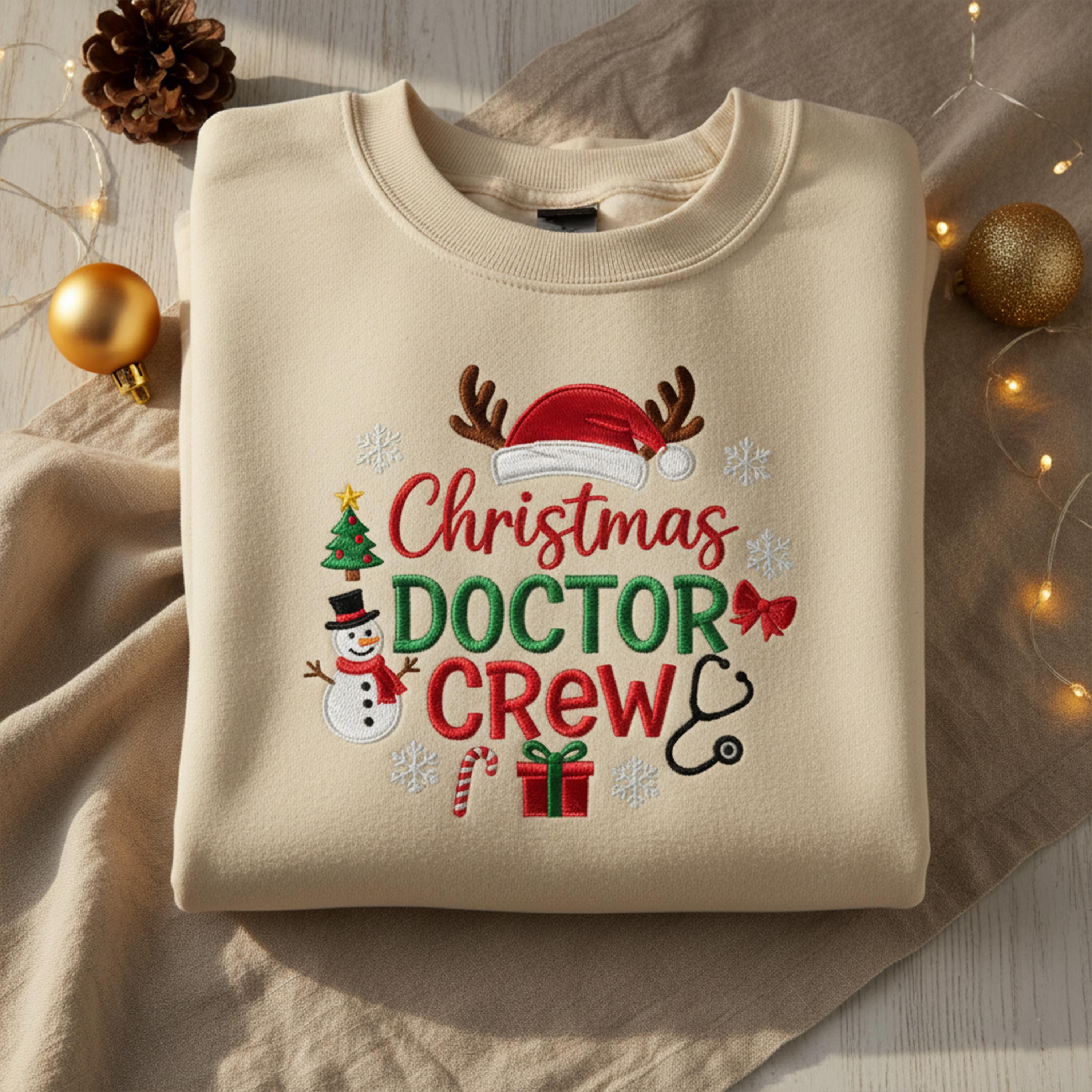 Christmas Doctor Crew Embroidered Sweatshirt, Holiday Medical Team ...