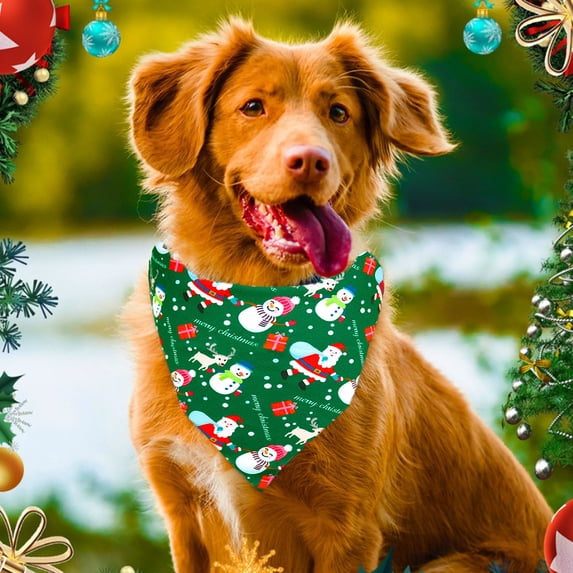 Christmas Dog Bandana Double Sided, Reversible Pet Scarf with Santa and ...
