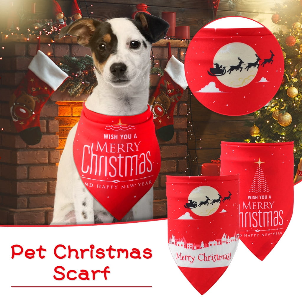 Christmas Dog Bandanas - 1 Pack Reversible Santa Claus and Christmas ...