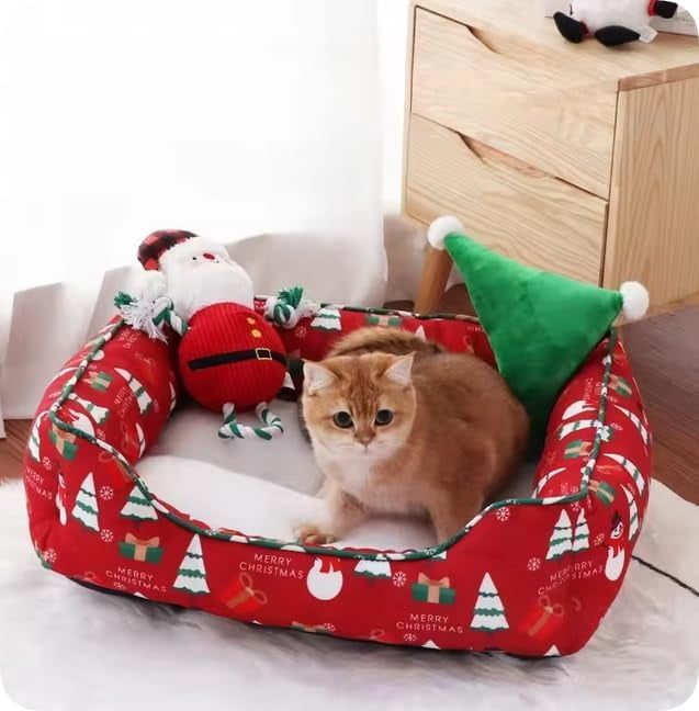 Christmas Dog Bed Cat House Dog House Warm Cloud Nest Pet House to Keep ...